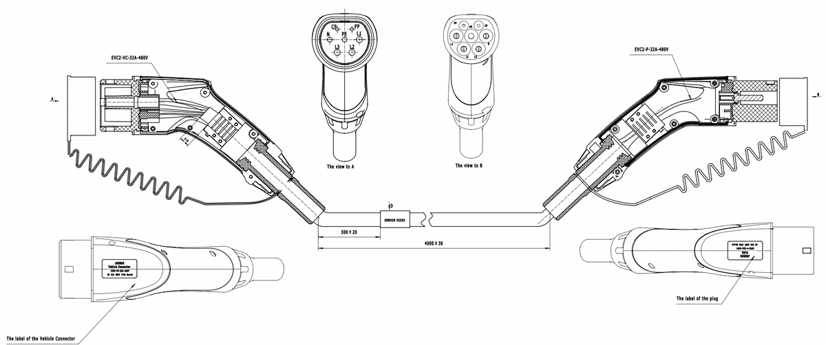 TYPE 2 to TYPE 2 / 3-Phase Charging Gun(32A) – Ingar Electronics